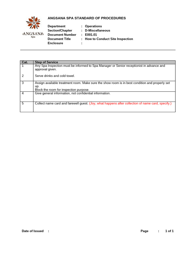D001.01-How To Conduct Site Inspection | PDF