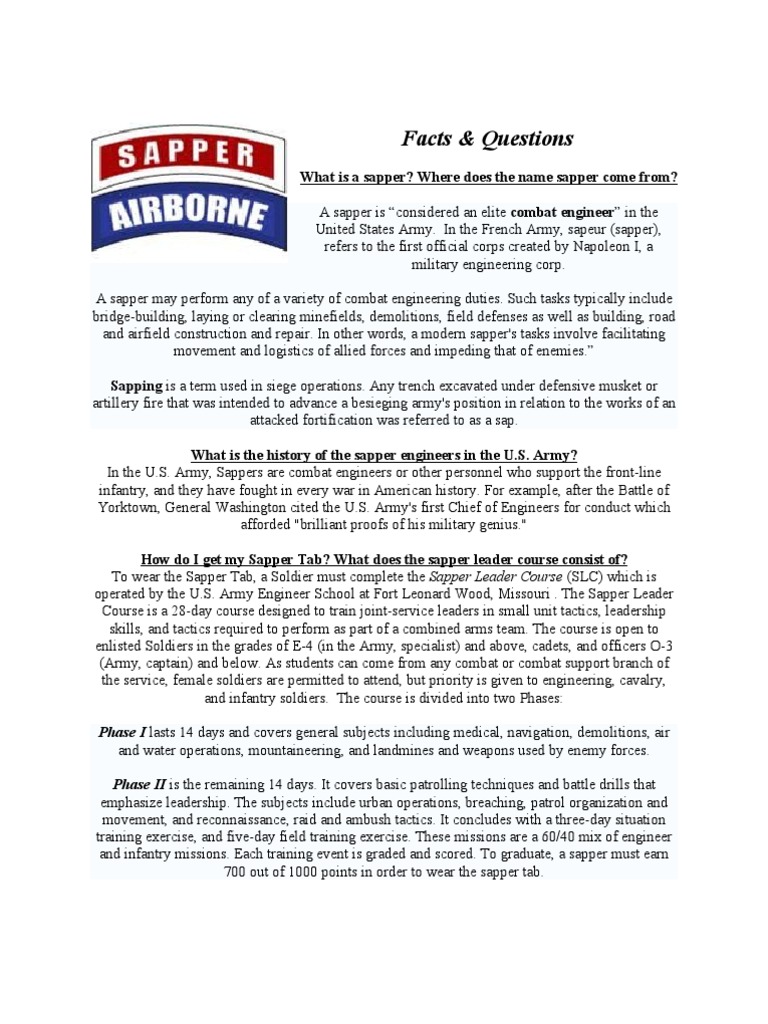 Sapper FAQ | PDF | Military | Warfare