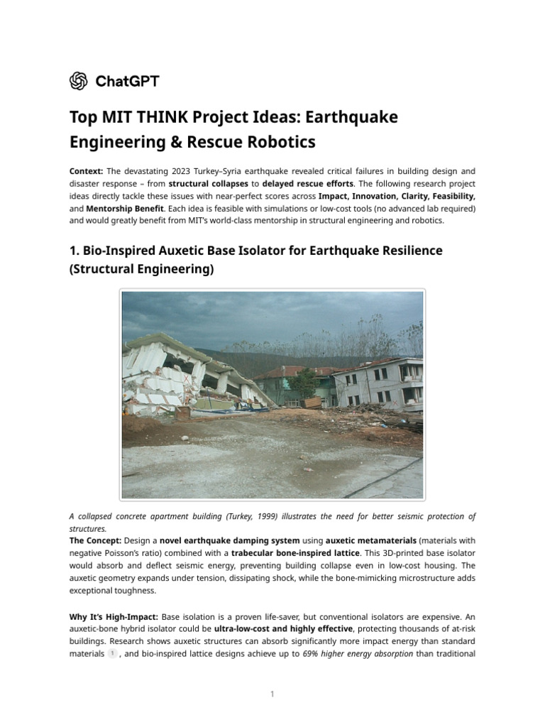 Top MIT THINK Project Ideas_ Earthquake Engineering & Rescue Robotics ...