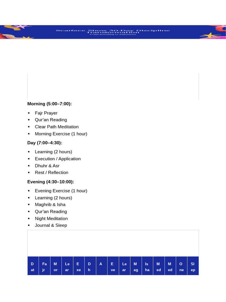 Daily Discipline Structure & Tracker | PDF