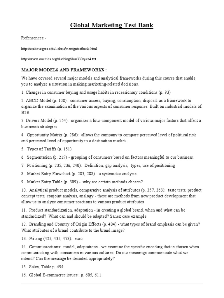 Global Marketing Frameworks Overview | PDF | Foreign Direct Investment ...