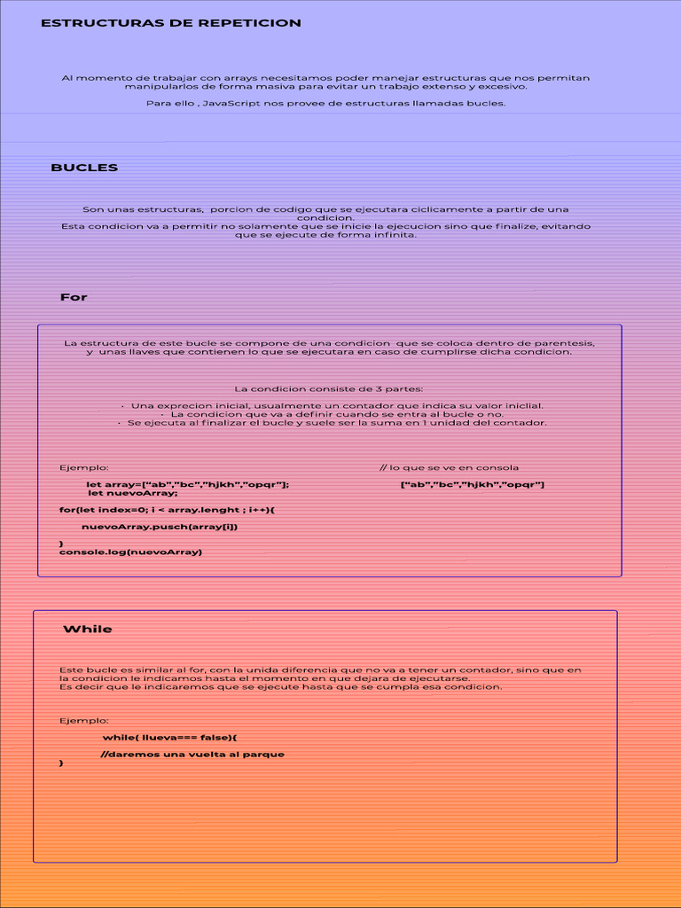 Bucles en JavaScript: Estructuras de Repetición | PDF