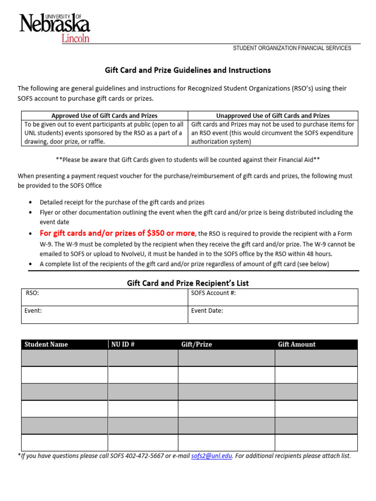Gift+Card+and+Prize+Guidelines+and+Instructions | PDF