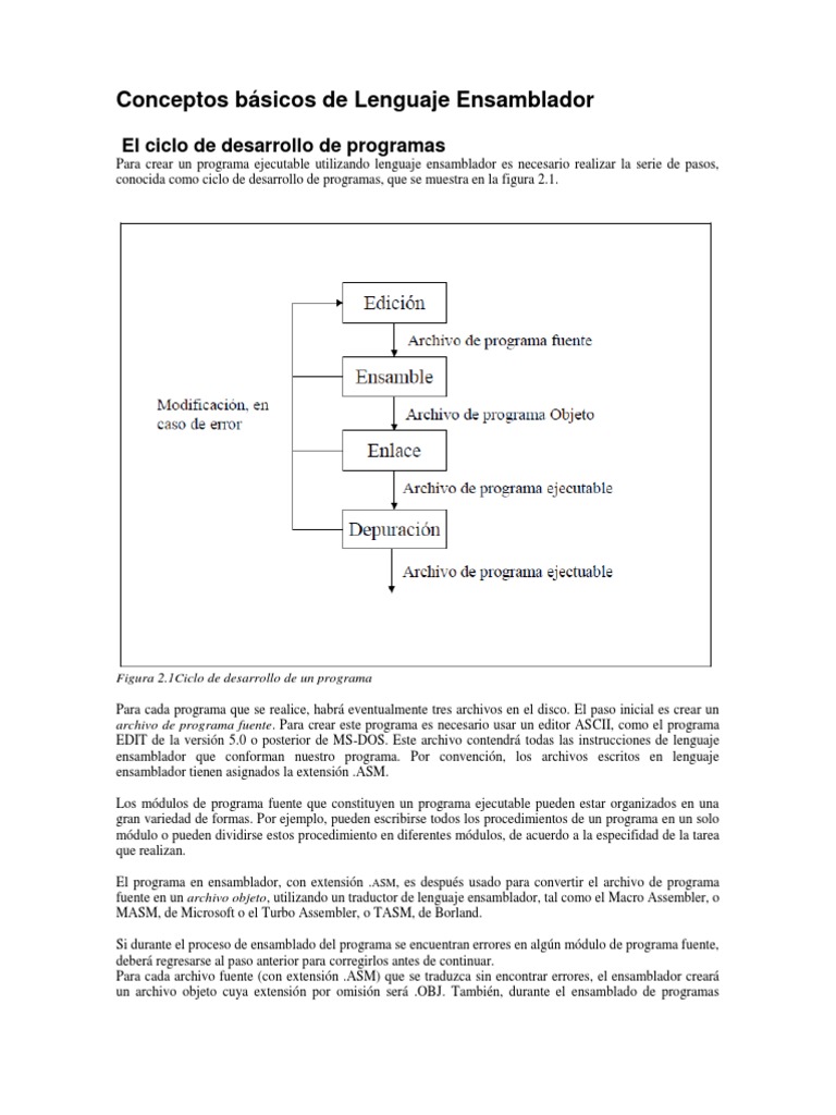 Conceptos Básicos de Lenguaje Ensamblador | PDF | Lenguaje ensamblador | Programa de computadora