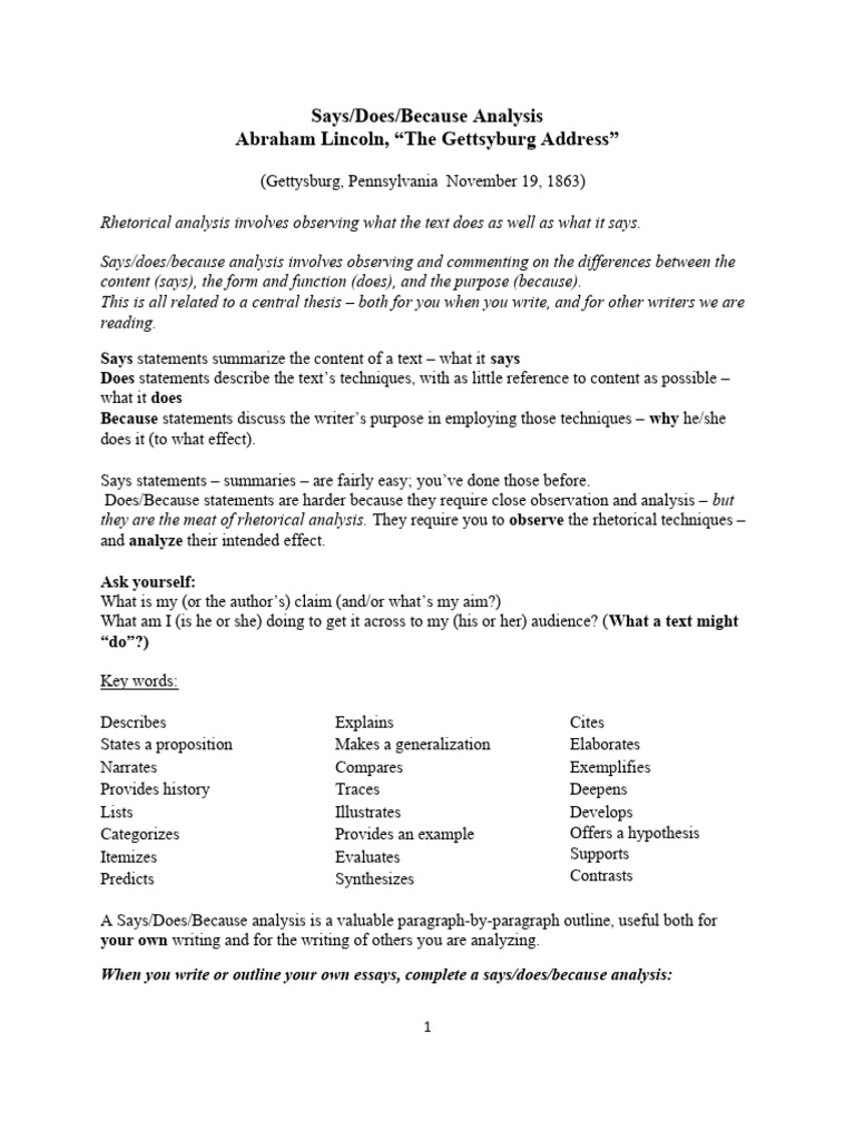 Rhetorical Analysis of Lincoln's Gettysburg Address | PDF