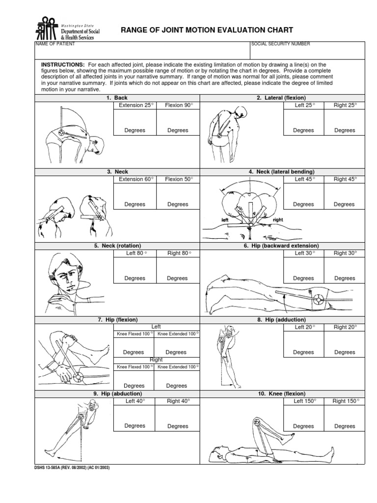 Range of Motion Evaluation Chart | PDF | Anatomical Terms Of Motion ...