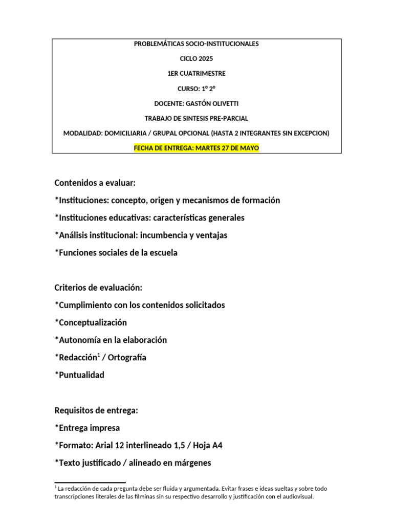 Trabajo Pre Parcial 1° Psi | PDF