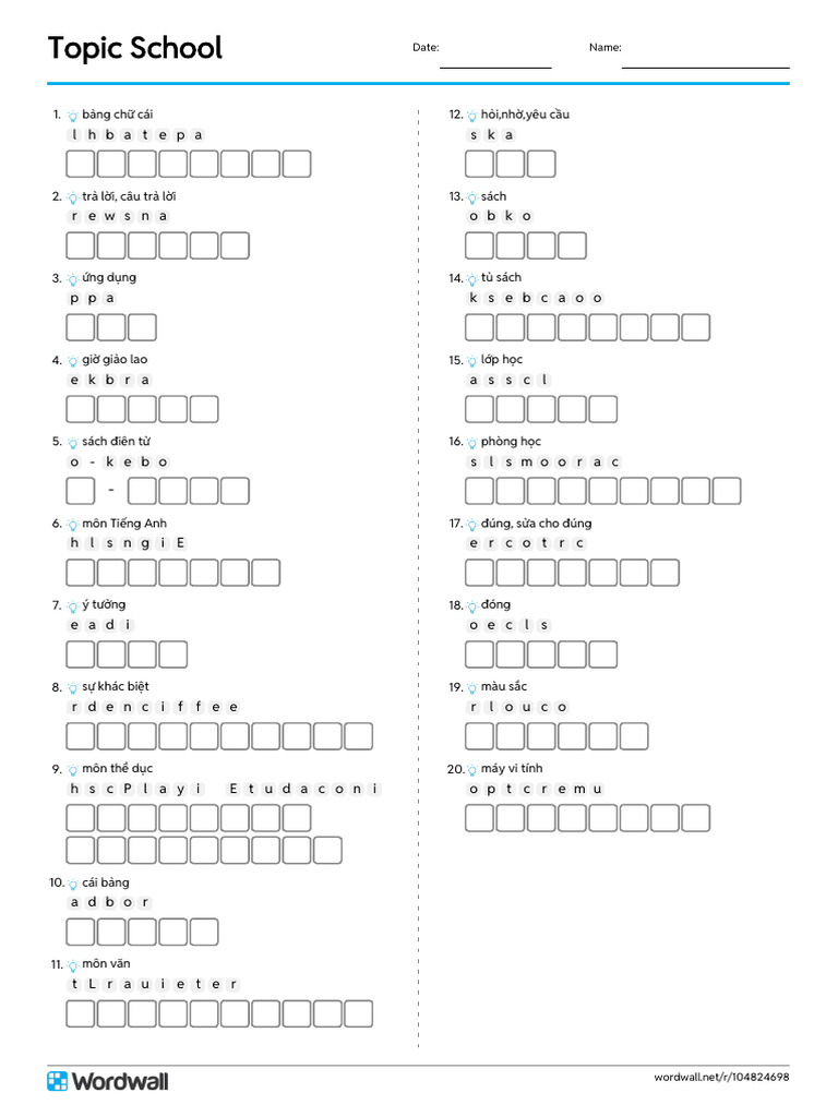 Topic School Anagram | PDF