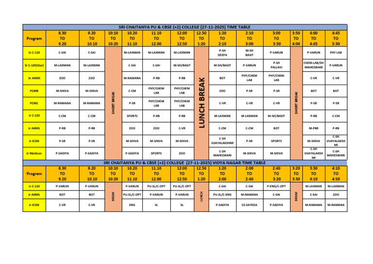 TIME TABLE 27-11-2025 | PDF
