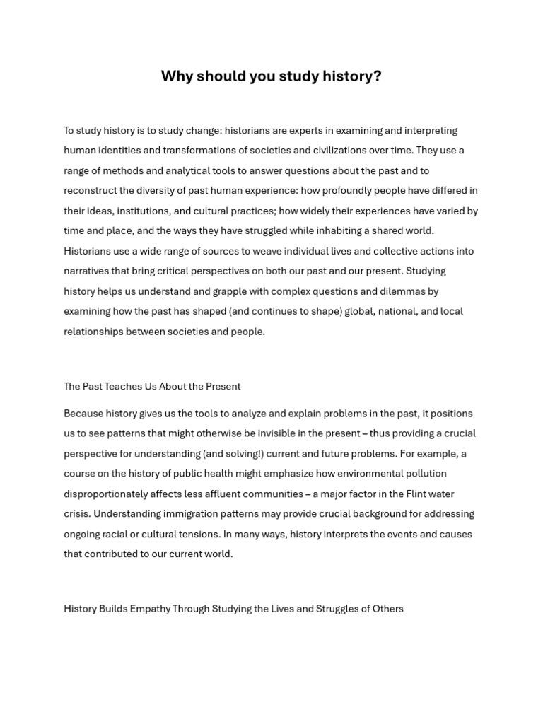 The Importance of Studying History | PDF | Liberal Arts Education
