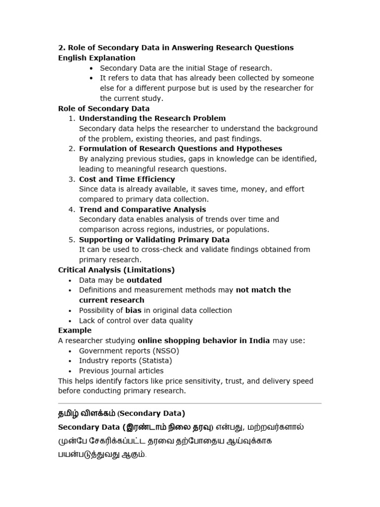 Secondary Data and Exploartory Research Design | PDF