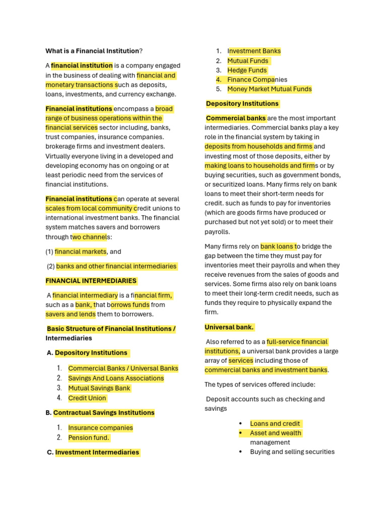 Understanding Financial Institutions | PDF | Banks | Interest
