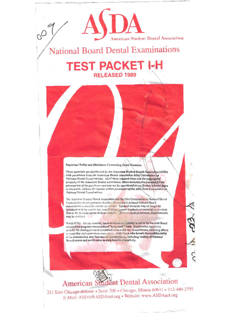 Asda Nbda Test Packet I-H | PDF