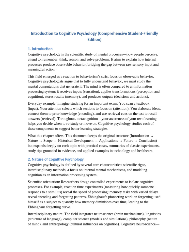 Introduction To Cognitive Psychology True12Pages | PDF | Cognition ...