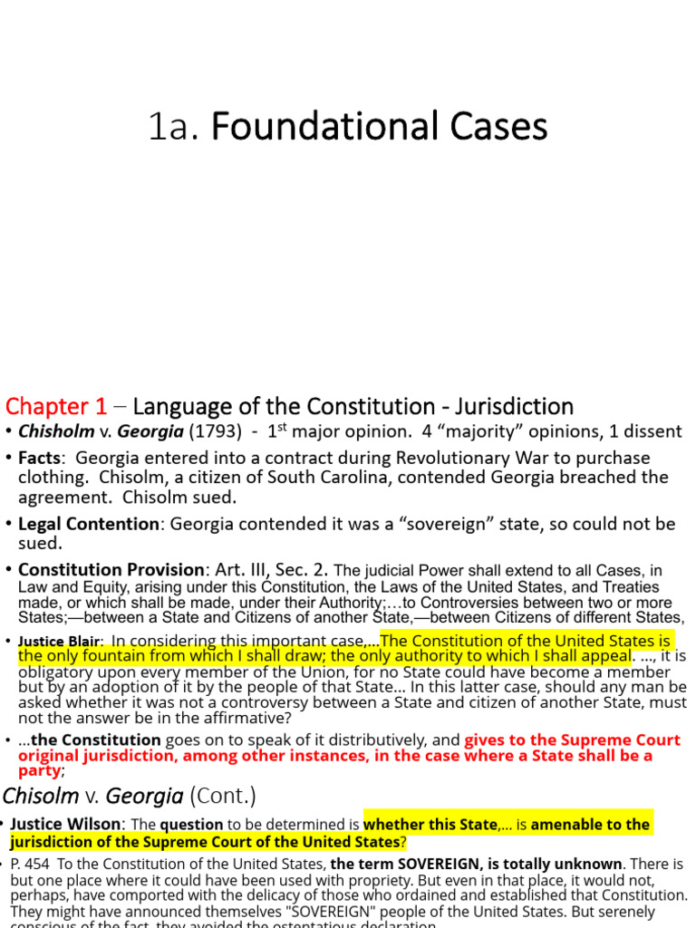 Chisholm v. Georgia: Jurisdiction Insights | PDF | Necessary And Proper ...