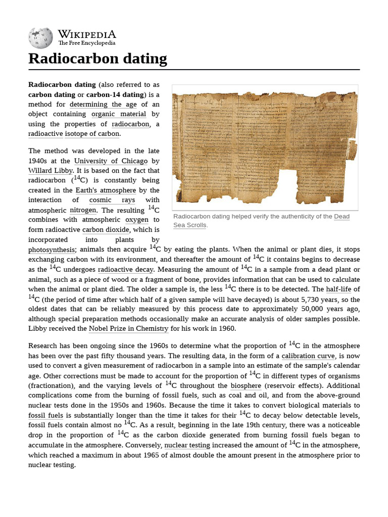 Radiocarbon Dating | PDF | Radiocarbon Dating | Carbon 13