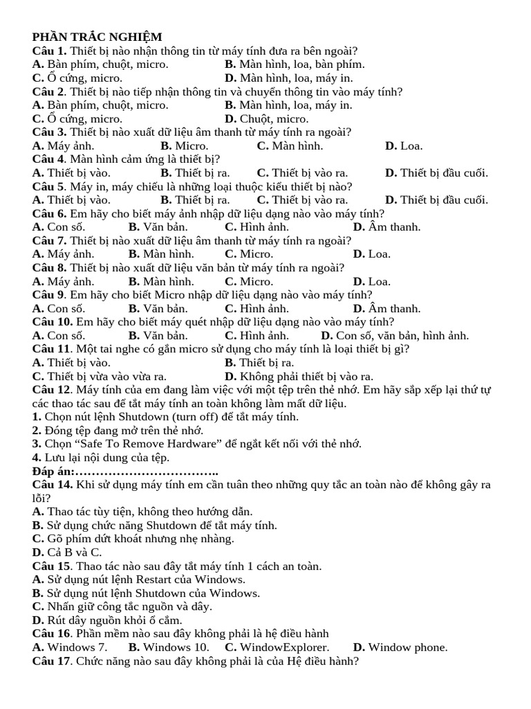 Kiểm Tra Giữa Kì i Môn Tin Học 7 | PDF