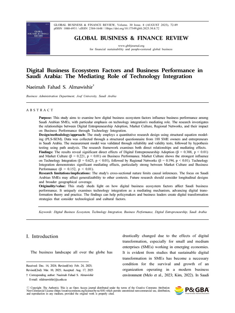 Digital Business Ecosystem Factors and Business Performance in Saudi ...