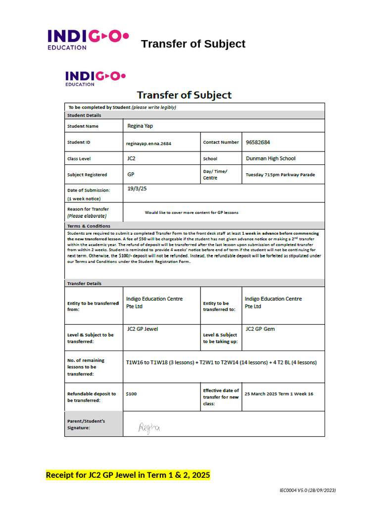 ERP - Transfer Form (From T1 AY25 JC2 GP Jewel To T1+T2 AY25 JC2 GP Gem ...