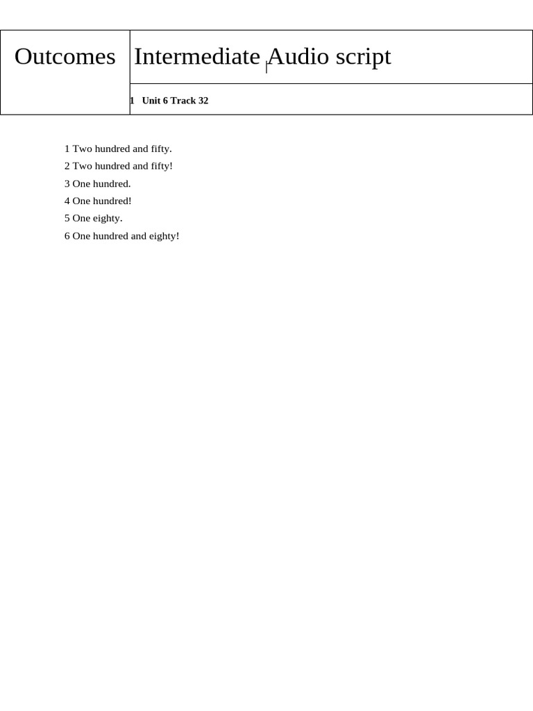 Intermediate Audio Script: Unit 6 Track 32 | PDF