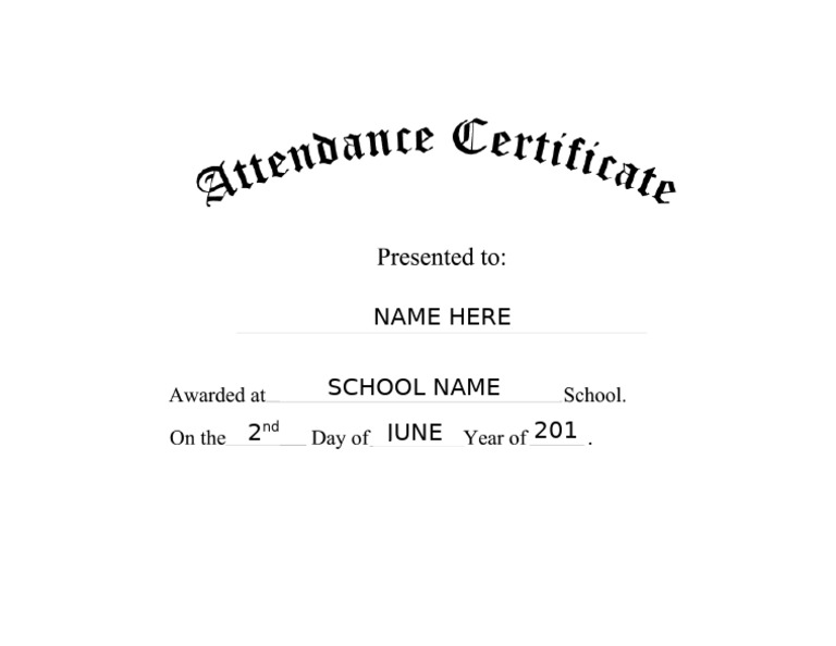 Attendance Certificate Free Template Geographics | PDF