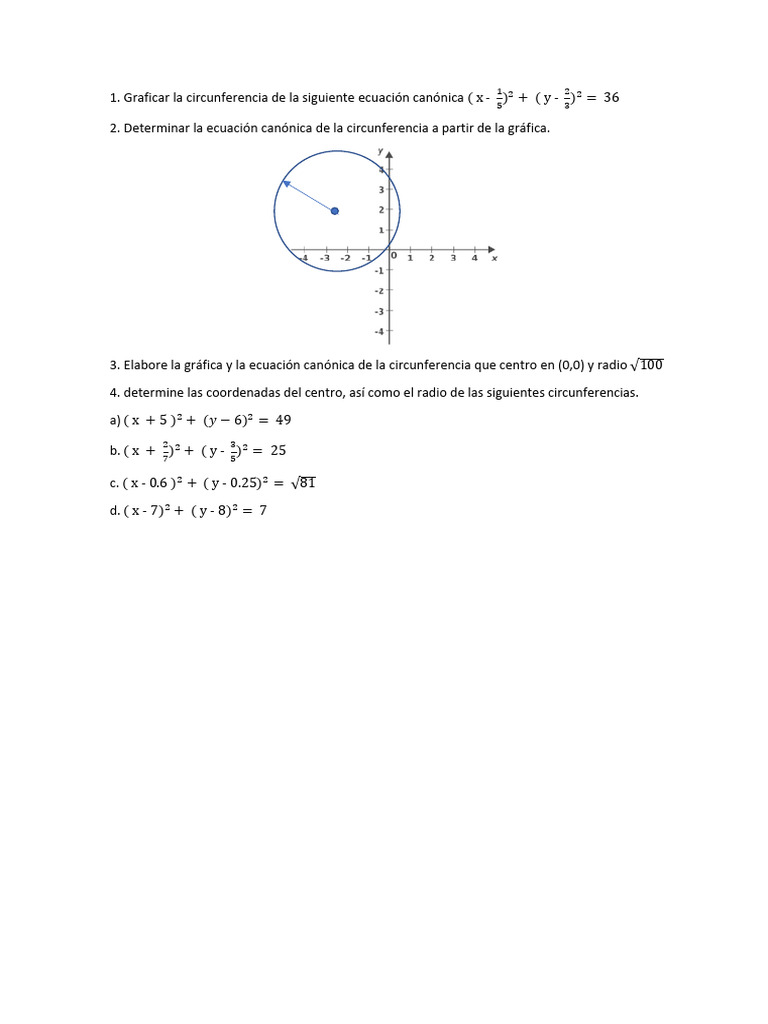 Deber Canonicas de La Circunferencia 2 | PDF