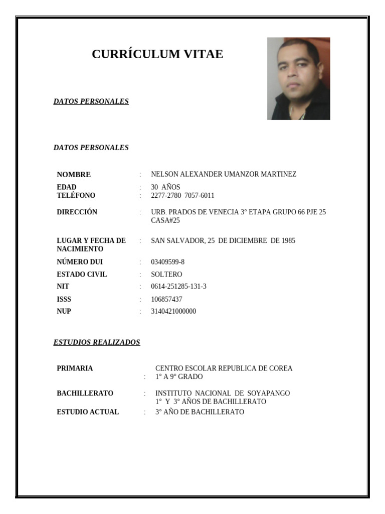 Currículum Vitae Nelson | PDF