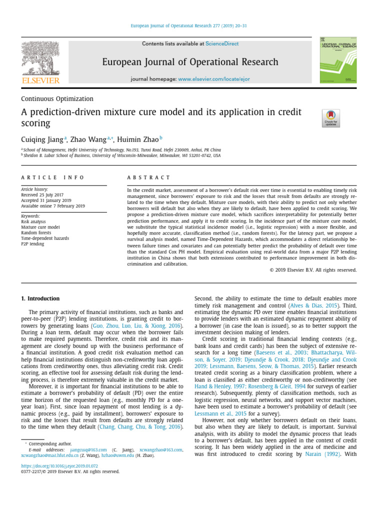 Mixture Cure Model for Credit Scoring | PDF | Loans | Regression Analysis