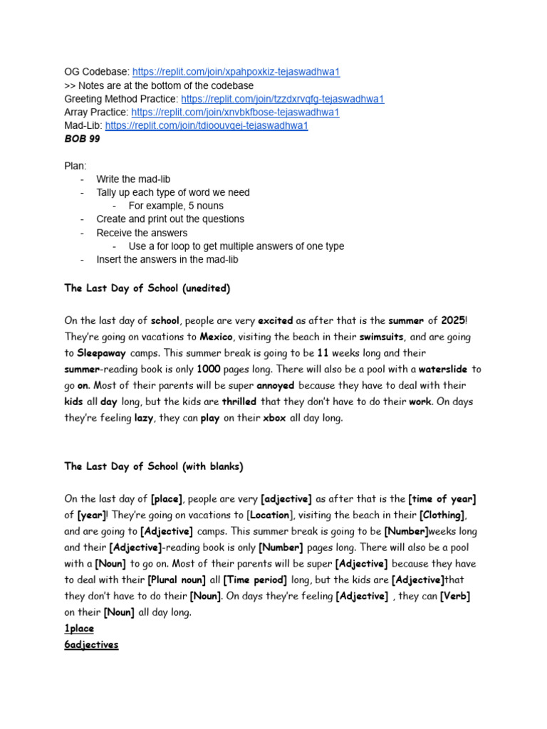 Shaunak Mad-Lib (1) | PDF
