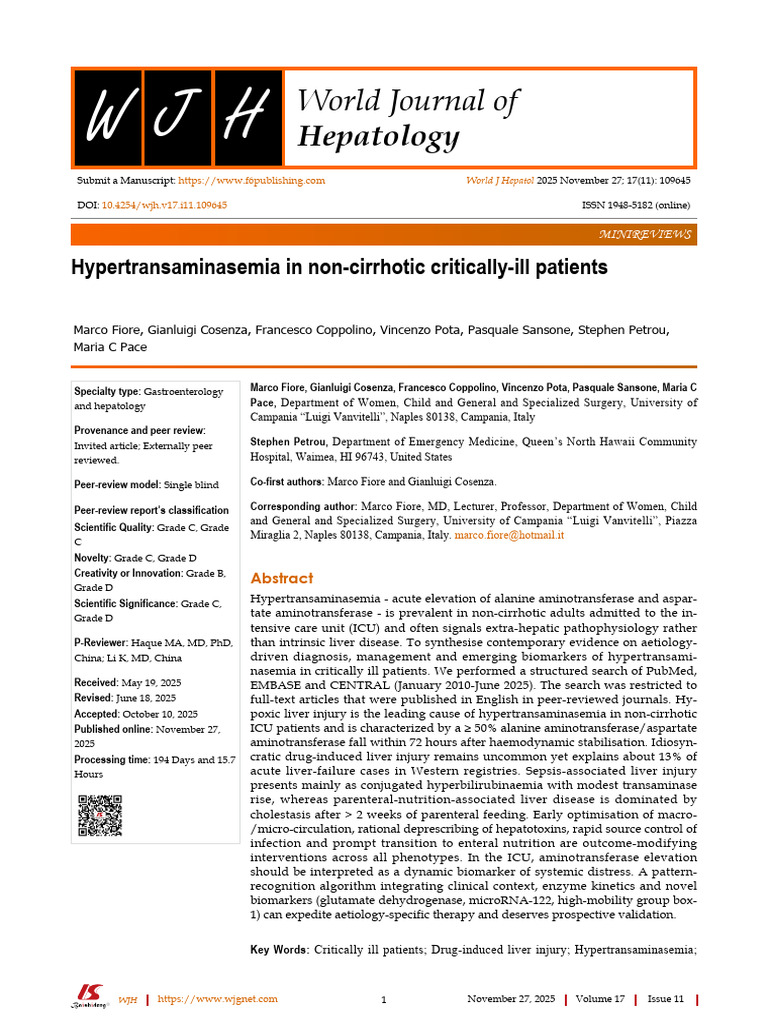 Hypertransaminasemia in Non-cirrhotic Critically-ill Patients | PDF ...