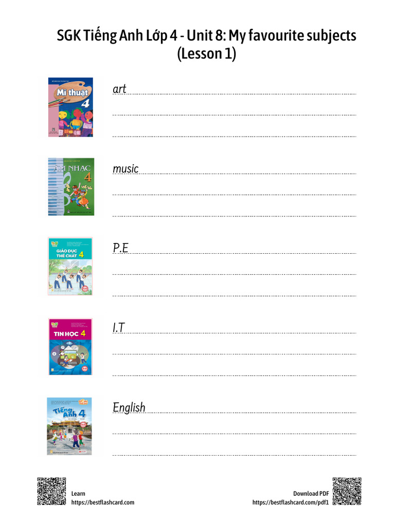 Unit 8_ My Favourite Subjects (Lesson 1) | PDF