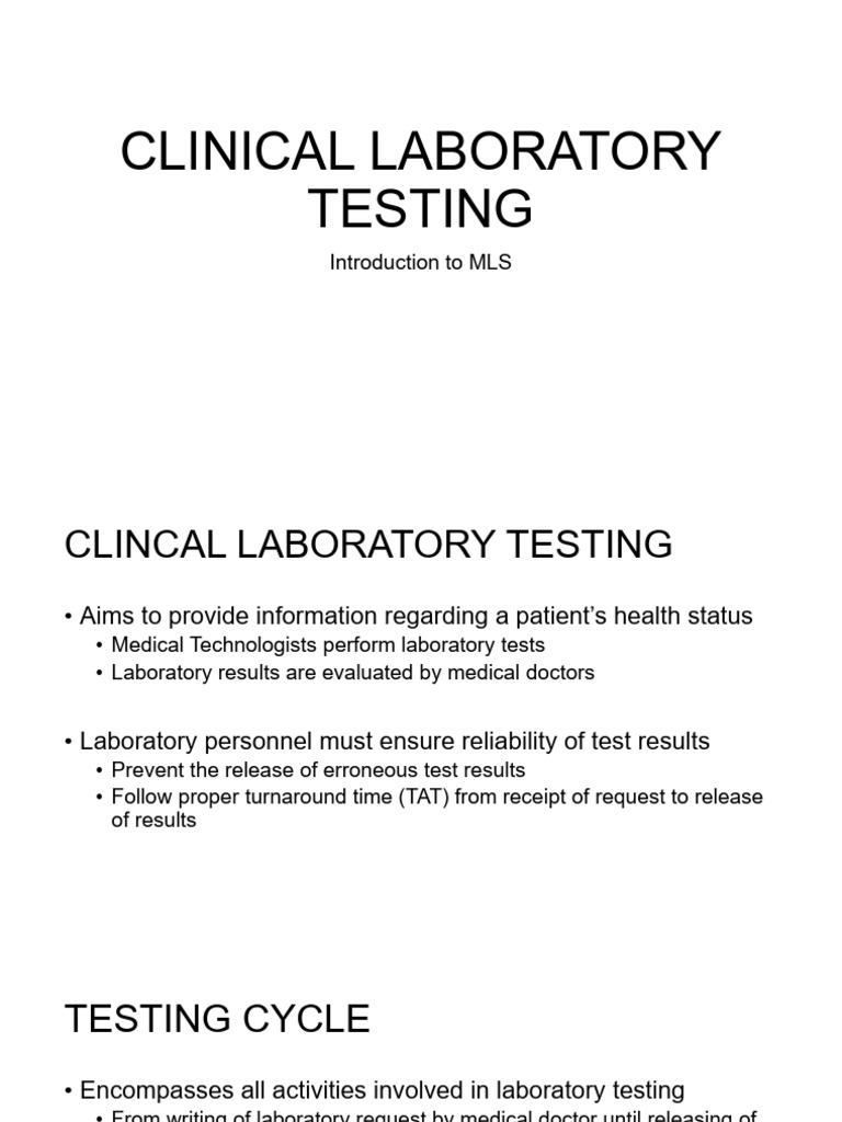 Clinical Laboratory Testing Overview | PDF | Medical Laboratory ...