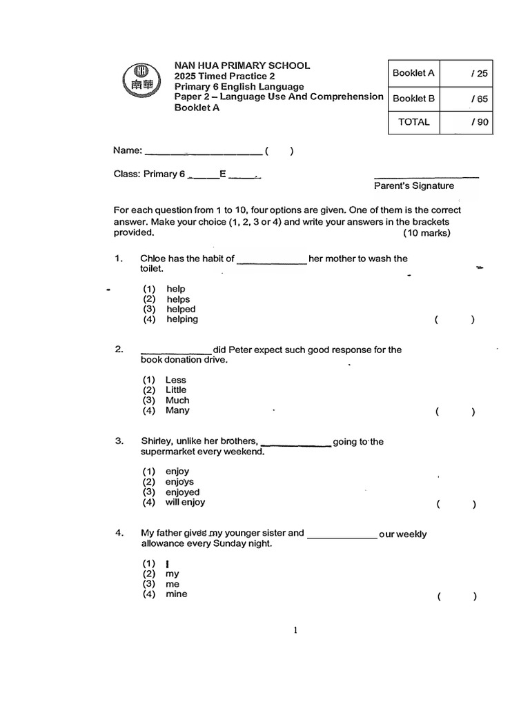 Primary 6 English Language Practice 2025 | PDF