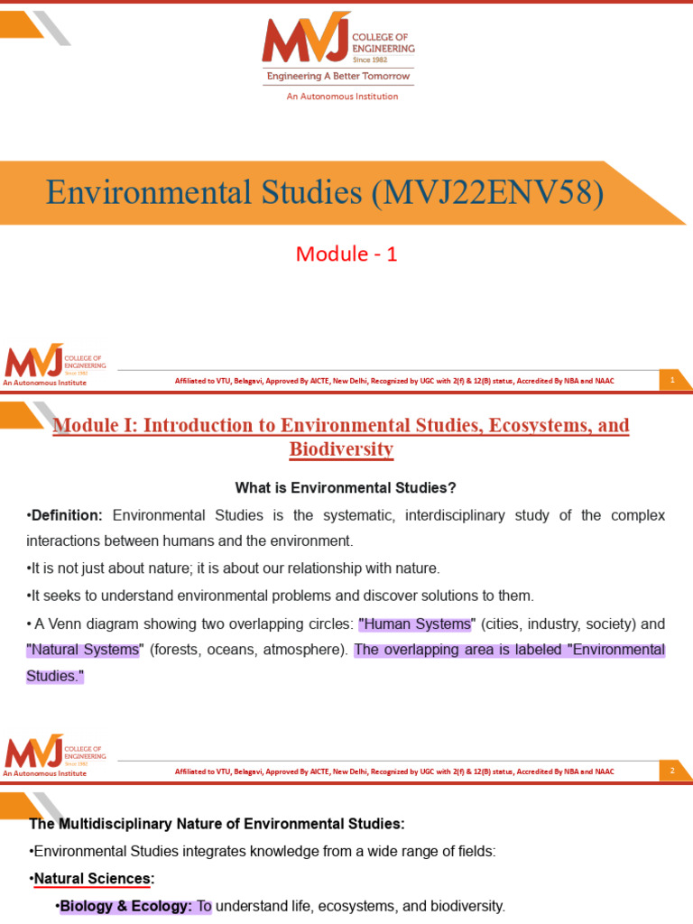 EVS Module 1 | PDF | Ecosystem | Biodiversity
