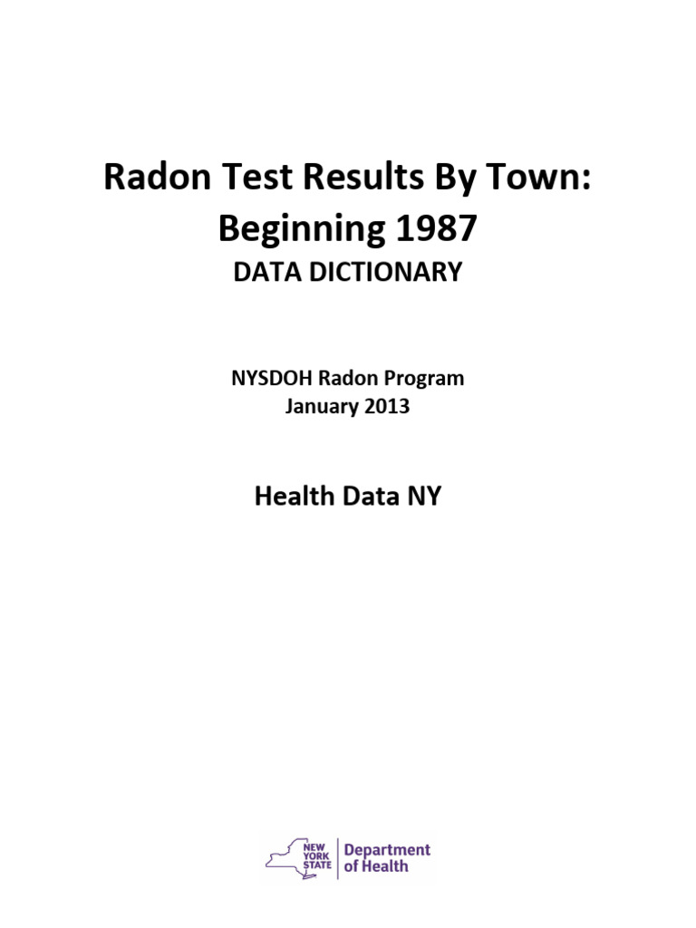 NEW NYSDOH Radon DataDictionary Town | PDF