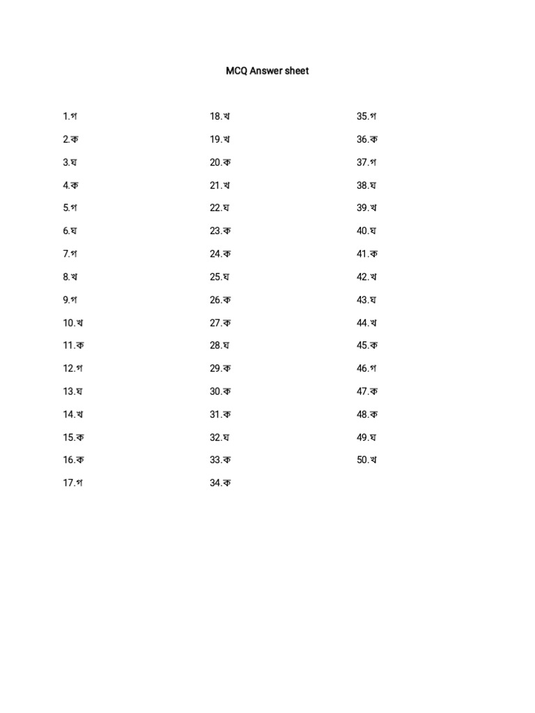 MCQ Answer Sheet | PDF