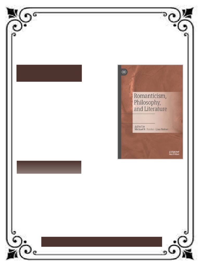 Romanticism, Philosophy, and Literature 1st ed. 2020 Edition Michael N ...