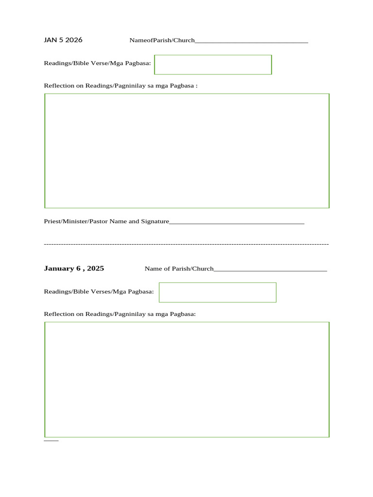 Sunday Journal Form | PDF