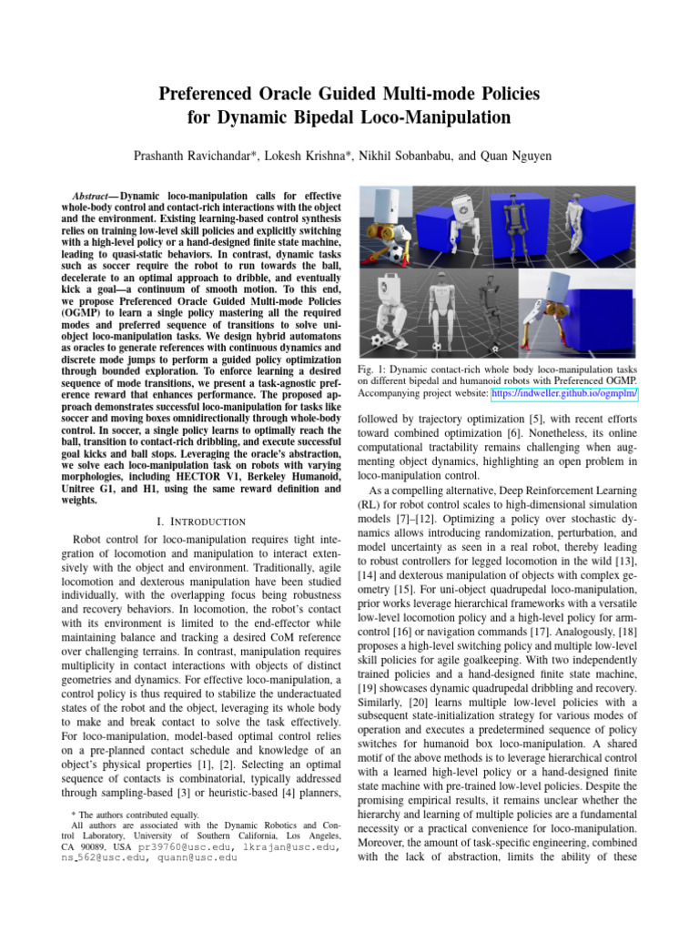 Preferenced Oracle Guided Multi-mode Policies for Dynamic Bipedal Loco ...