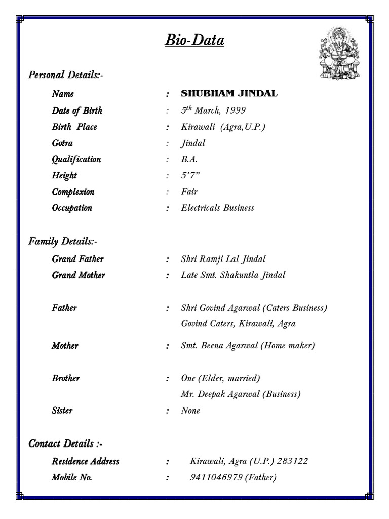 Shubham Jindal's Personal Bio and Details | PDF