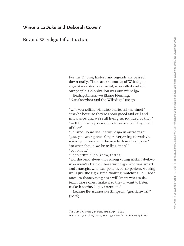 LaDuke and Cowen, Beyond Wiindigo Infrastructure | PDF | Navajo Nation ...