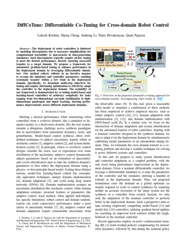 DiffCoTune: Differentiable Co-Tuning for Cross-domain Robot Control ...