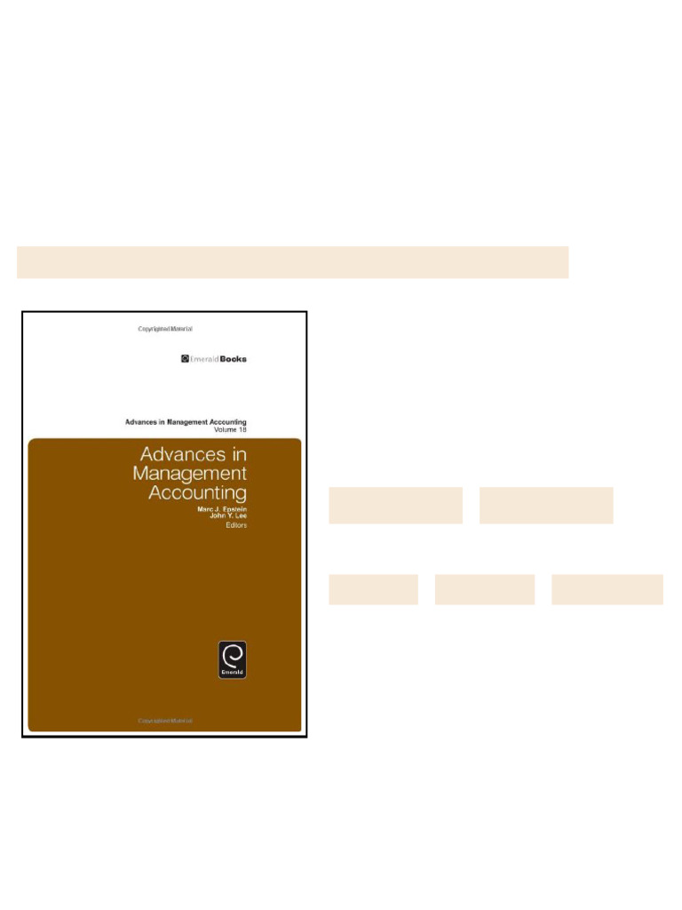 Advances in Management Accounting 1st Edition Marc Epstein - ebook and ...