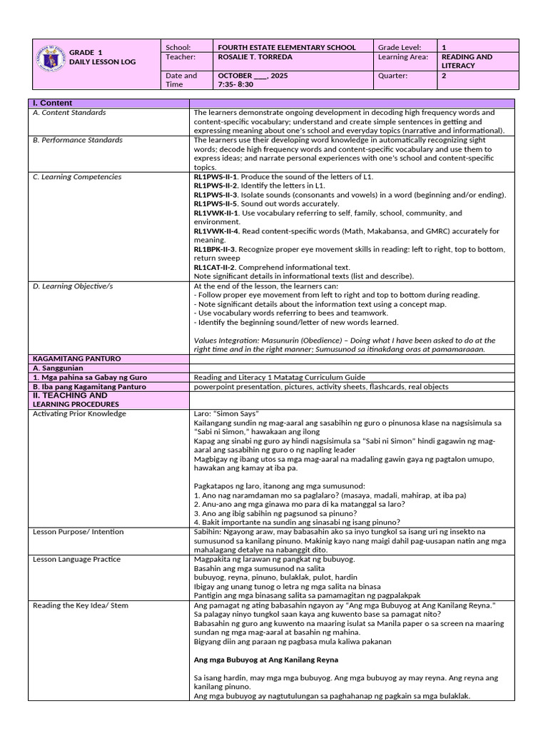 READING AND LITERACY1 Q2 WEEK7 Edited | PDF