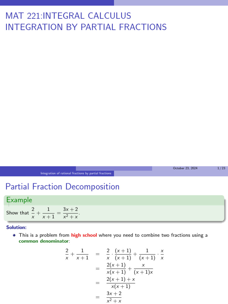 Partial Fraction Integration Guide | PDF | Factorization | Polynomial