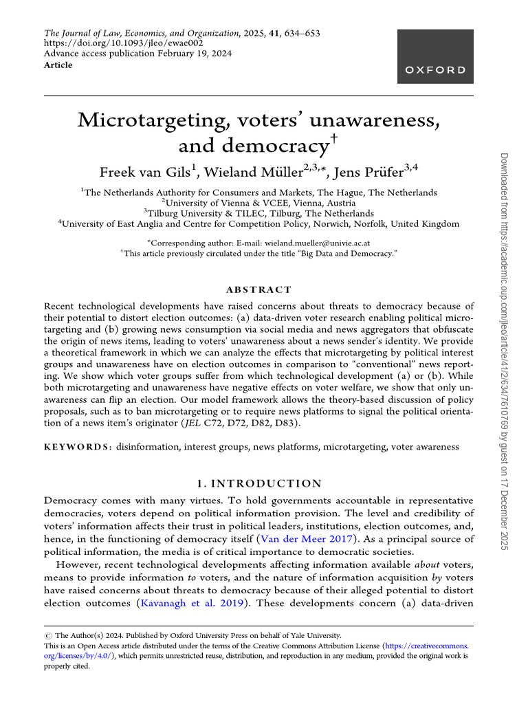 01 Microtargeting, Voters Unawareness and Democracy | PDF | News ...
