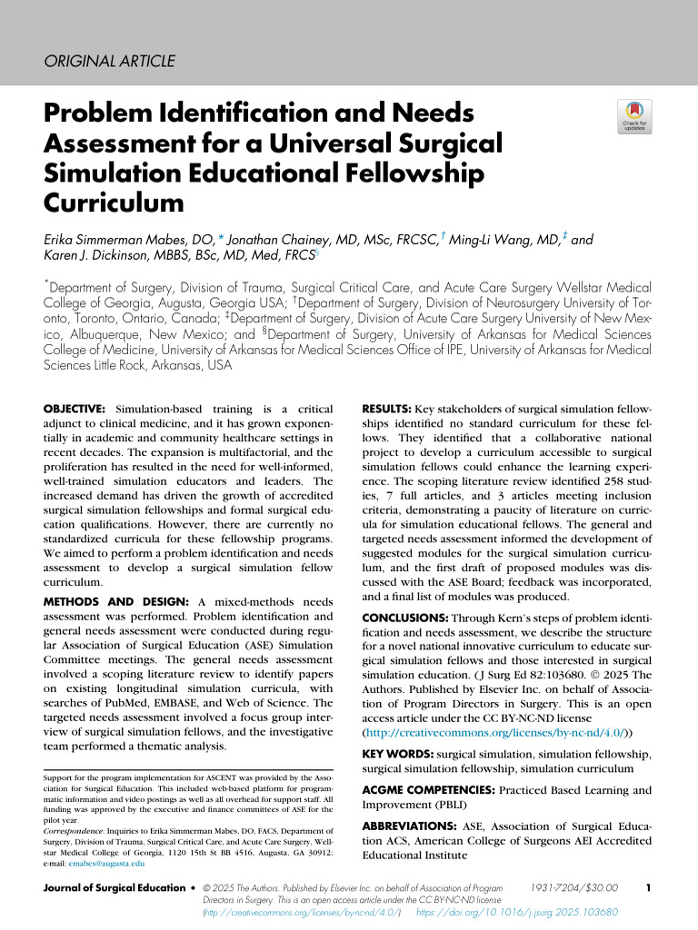 Problem Identification and Needs Assessment for a Univer 2025 Journal ...