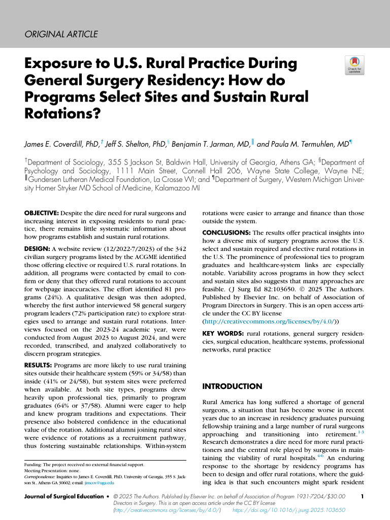 Rural Surgery Residency Rotations Explained | PDF | Qualitative Research