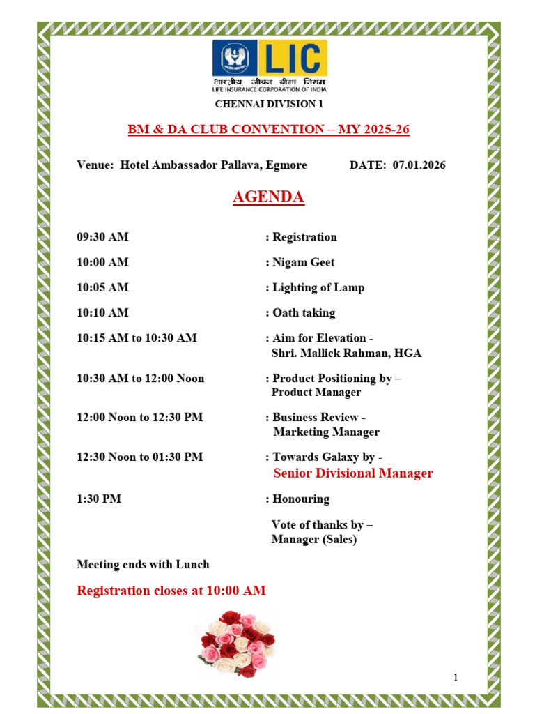BM & Da Club Convention My 2025-26 - Agenda | PDF