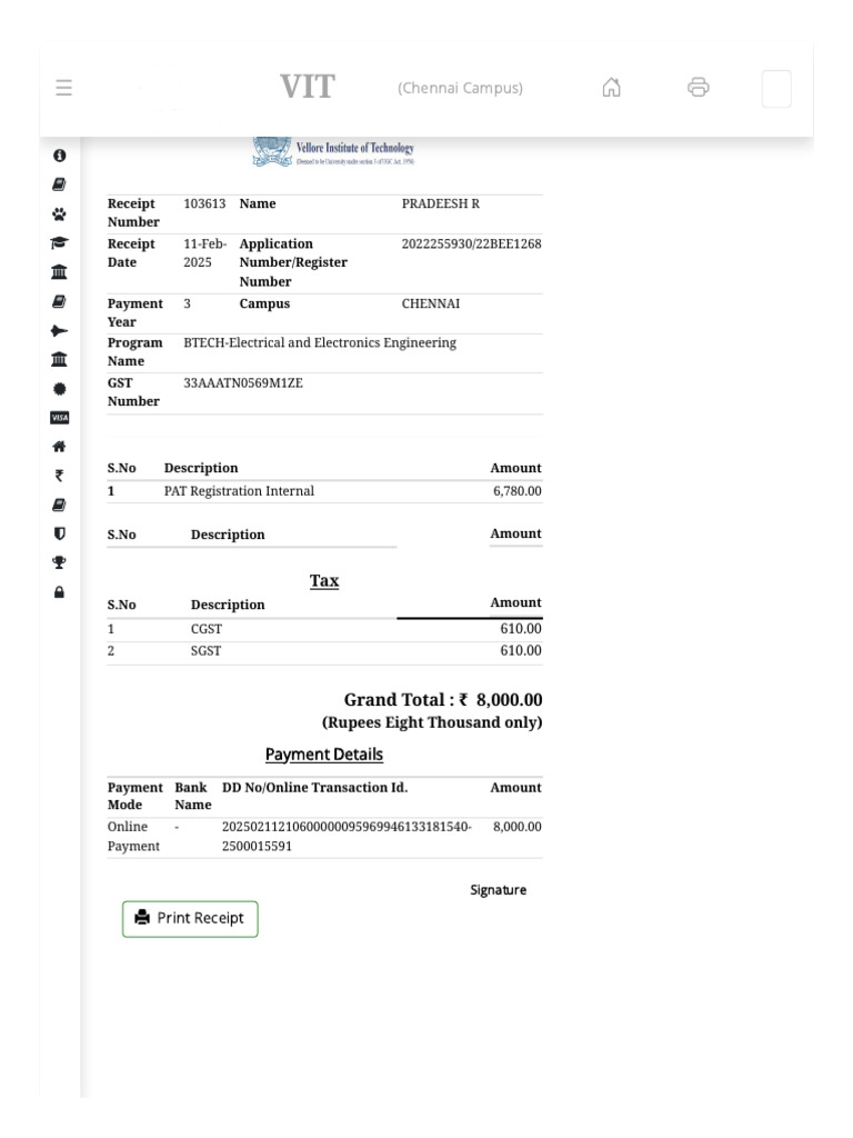 PAT Registeration Invoice | PDF